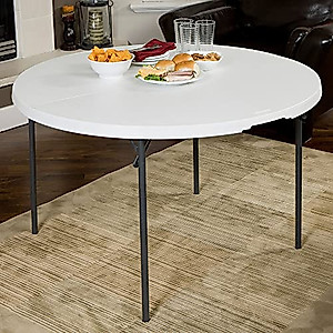 Lifetime 280064 Light Commercial Fold-in-Half Round Table, Single Pack, White Granite