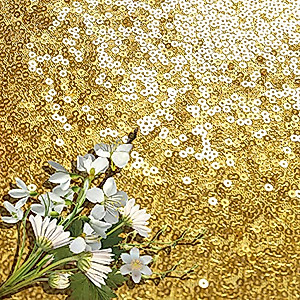 TRLYC Photography Backdrop Sequin Curtain for Wedding 2 Pieces 2 by 8 FT-Gold