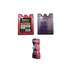 igloo reusable lunch ice packs great for lunch box or igloo ice cooler 2 pack (purple & pink)