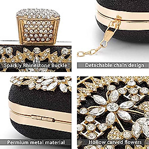 Yokawe Womens Crystal Evening Clutch Bag Bridal Wedding Purse Rhinestone Party Prom Handbag (Black)