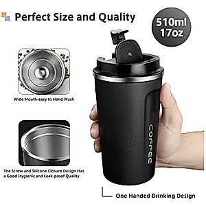 grow vitamin Travel Coffee Mug, Vacuum Insulated Tumbler Double Wall Stainless Steel Coffee Thermal Cup with Screw Lid - Spill Proof - 17 Oz