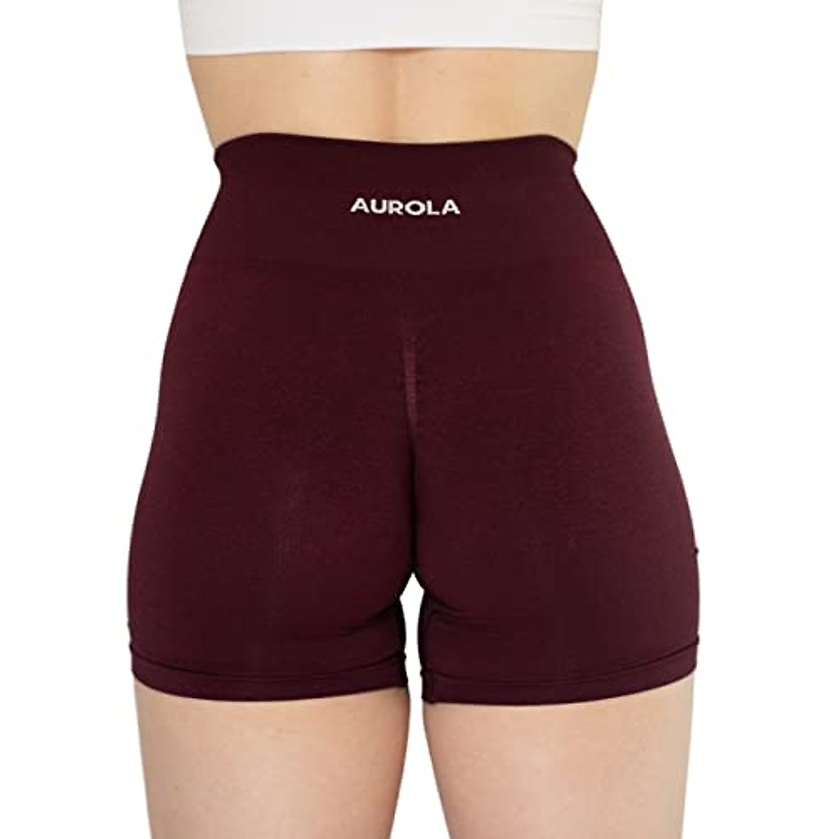 AUROLA Intensify Workout Shorts for Women Seamless Scrunch Short Gym Yoga Running Sport Active Exercise Fitness Shorts Black Cherry