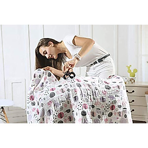 Miracle Baby Muslin Swaddle Blankets Large Cotton Receiving Blanket Nursing Cover 55''x 39''(2 Layers,Rabbit)