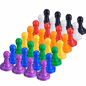 Shappy 32 Pieces Board Game Pieces Multicolor Plastic Pawn Game Pieces for Board Games Chess Pieces Tabletop Markers 1 Inch
