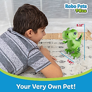 Robo Pets T-Rex Dinosaur Toy for Boys and Girls - Remote Control Robot Toy with LED Light Eyes, Interactive Hand Motion Gestures, STEM Toy Program Treats, Walking and Dancing Robot Dinosaur Kids Toy