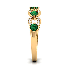 Rosec Jewels 1.5 ct Created Emerald and Diamond Bridal Eternity Ring in Gold for Women, Aaaa Quality, 14K Yellow Gold, Size:US 6.00
