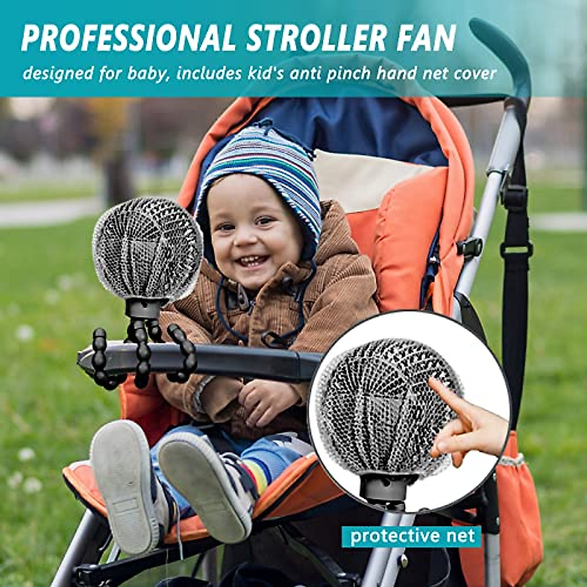 YKLWORLD Mini Baby Stroller Fan, Portable Fan Clip On with Flexible Tripod, USB or Battery Operated Handheld Personal Fan 3 Speeds Car Seat Fan for Desk Crib Bike Treadmill Travel Camping - Black