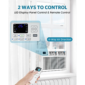 Joy Pebble 8000 BTU Window Air Conditioner, Window Air Conditioner for Room Cools Up to 350sq.ft, Window AC Unit with Cooling, Dehumidifier and 3 Fan Speed, 24-Hour Timer & ECO Mode