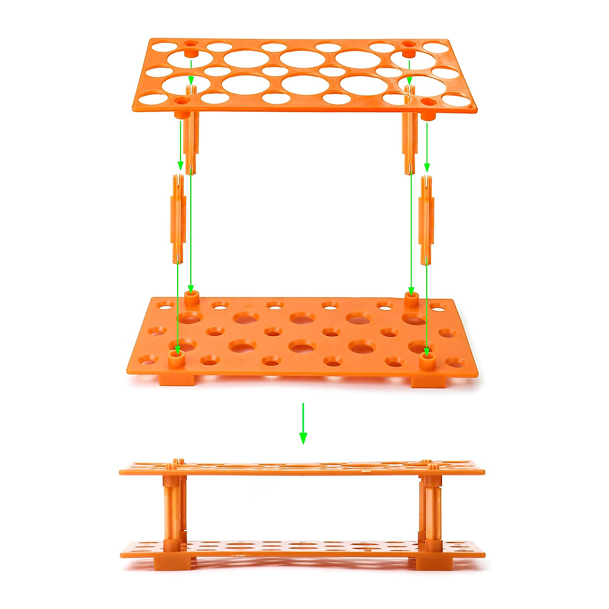 QWORK Plastic Test Tube Rack, 4 Pack Centrifuge Tube Rack Laboratory Holder for 10ml / 15ml / 50ml, 2 Blue and 2 Orange