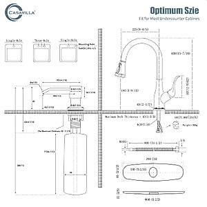 Casavilla Kitchen Faucet with Soap Dispenser, Faucet for Kitchen Sink, Single Handle Stainless Steel Kitchen Sink Faucets with Pull Down Sprayer and Deck Plate, RV Sink Faucet, Nickel Brushed