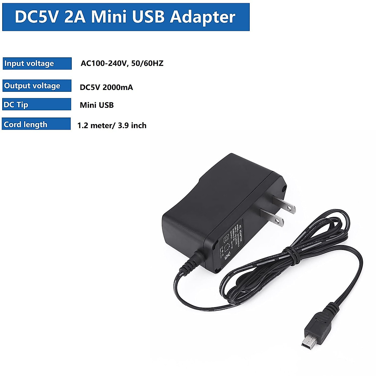 DC 5V Charger Wall Adapter DC5V Minii USB Adapter USB Charger for DVR, Camera, Record, MP3, MP4, Router, Hard Disk, Hub,Card Reader, Black