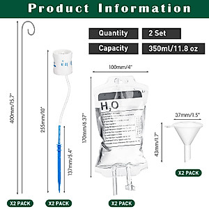 2 Set Plant Water Bag Automatic Plant Watering System 350ml Irrigation Drip Bag with Metal Support Rod and Regulating Valve Self Watering Devices for Indoor Outdoor Plants Flowers