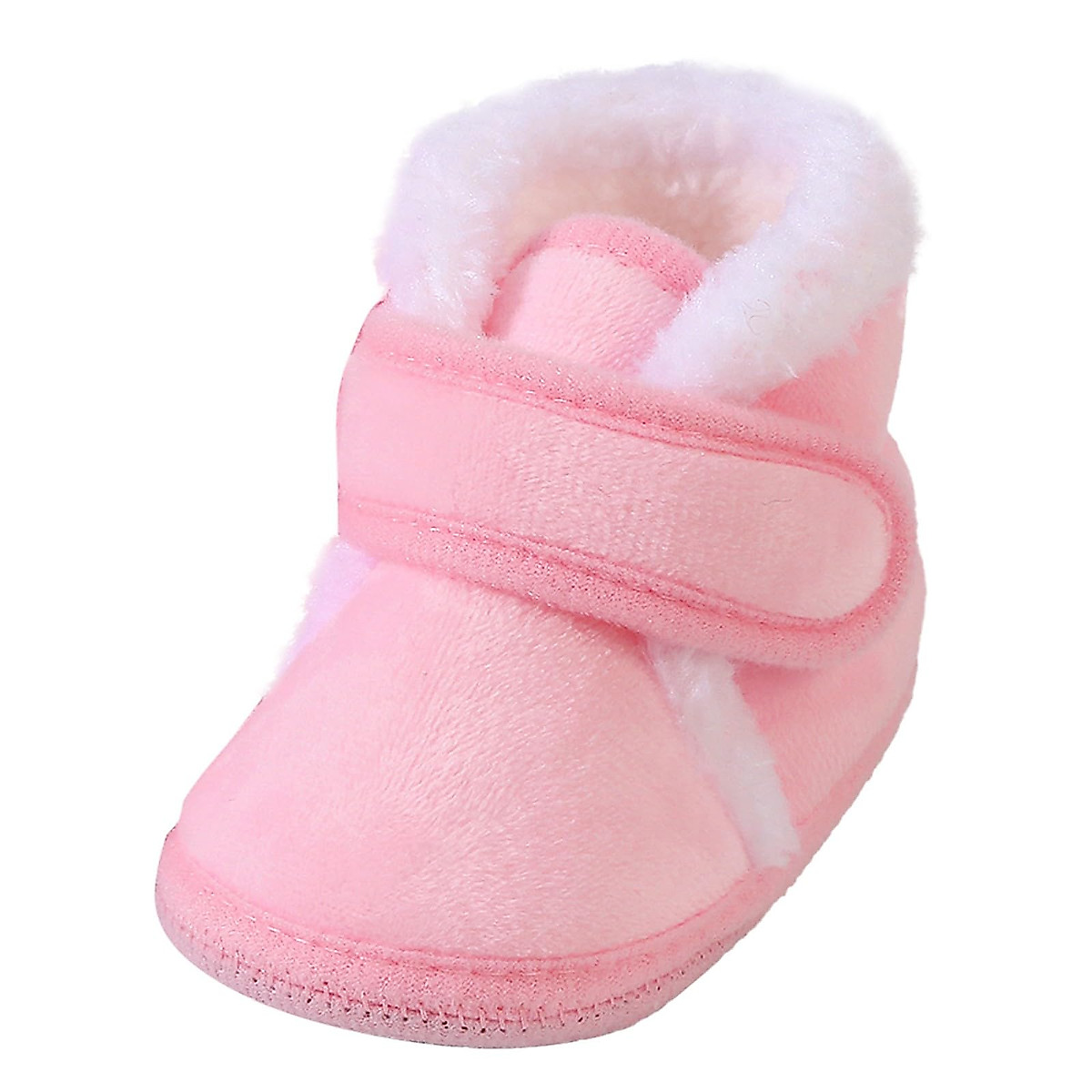 Infant Baby Girls Boys Fleece Booties Winter Slippers Socks Soft Sole Stay on Boots Toddler First Walkers Warm Shoes Winter Socks Pink