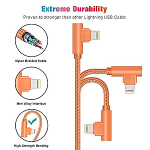 iPhone Charger, 3 Pack 10FT 90 Degree Charging Cable MFi Certified USB Lightning Cable Nylon Braided Fast Charging Cord Compatible for iPhone 14/13/12/11/X/Max/8/7/6/6S/5/5S/SE/Plus/iPad (10FT)