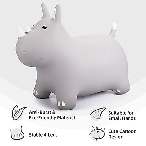 ZOOJOY Bouncy Horse Animals Hopper,Inflatable Bouncing Horse Jumping Animals for Toddlers,Ride On Hopping Toys for Girls/Boys,Great Gift W/P (Grey)