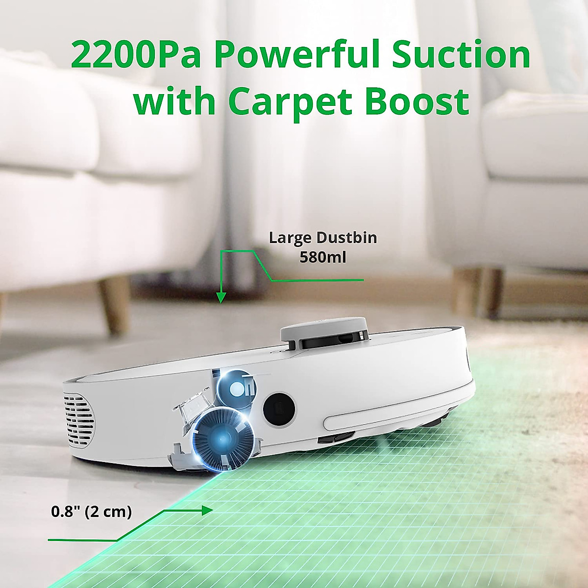 + 360 S5 LiDAR Robot Vacuum with Mapping Technology,2200Pa, Selective Room Cleaning, Schedule, Multi-Floor Mapping, No-Go Zones, Self Charge and Resume, Automatic Carpet Boost, Compatible with Alexa