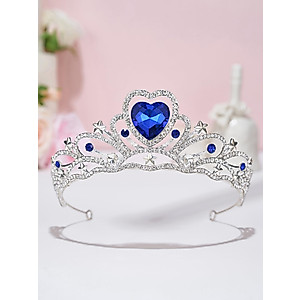 SWEETV Birthday Crowns for Women Birthstone Heart Princess Tiara Silver Wedding Headband for Birth Day Party Photograph, Sep