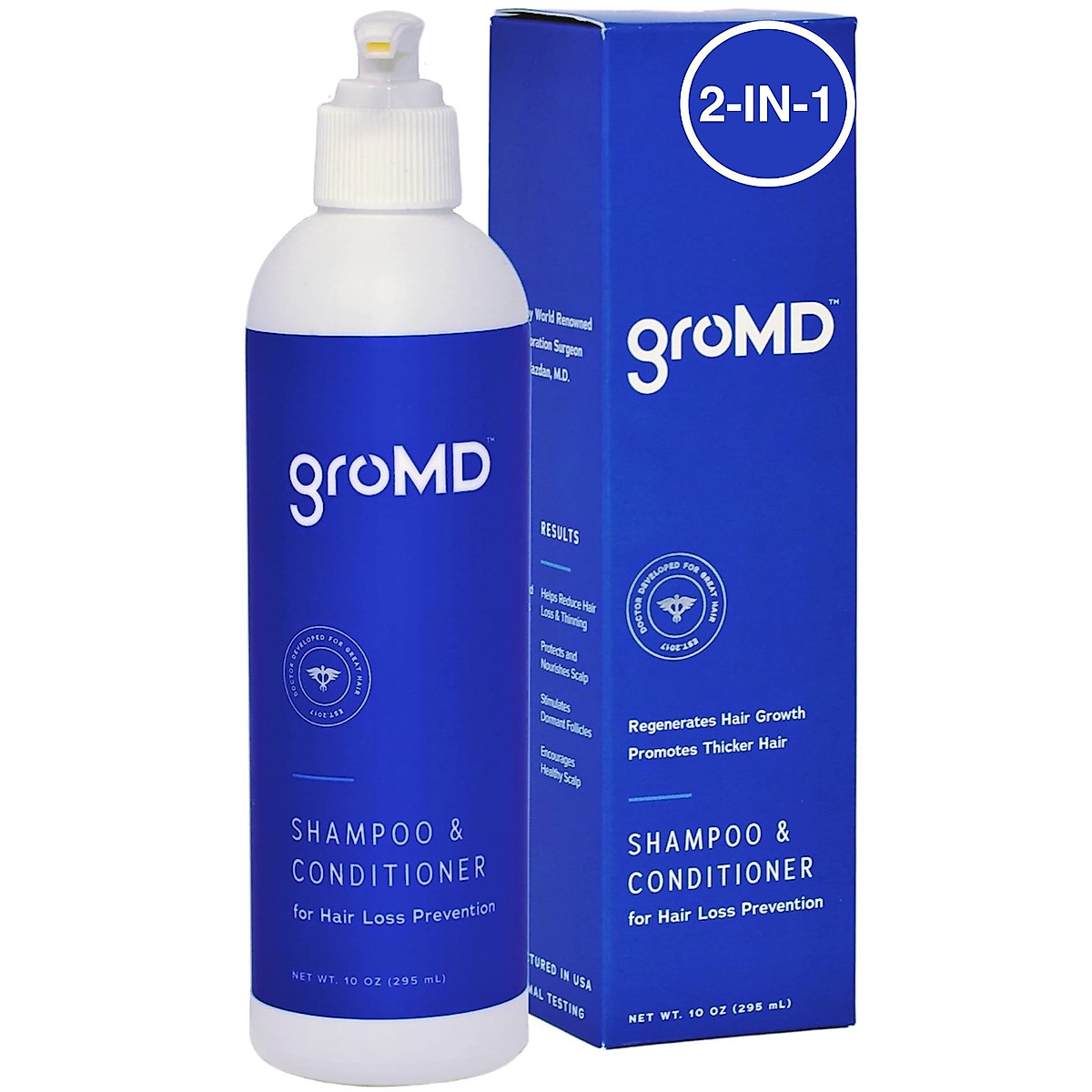 GroMD Follicle Activator Spray & Hair Growth Stimulating Shampoo and Conditioner Bundle - Biotin, Argan Oil, Copper Peptides, DHT Blocker for Regrowth, Doctor Formulated for Minimizing Thinning