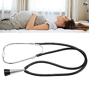Fetal Stethoscope Monitoring,Dualhead Stethoscope,Fetal Bed Stethoscope,Aluminum Alloy Soft Fetal Heart Stethoscope Black for Pregnant