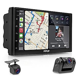 Pyle Double DIN Car Stereo Receiver-Multimedia Player-(GPS/WiFi/Cam) Double DIN 7inch HD 1080p Touch Screen Display in-Built Bluetooth Car Radio Audio Receiver with Dual USB Support Android & iOS