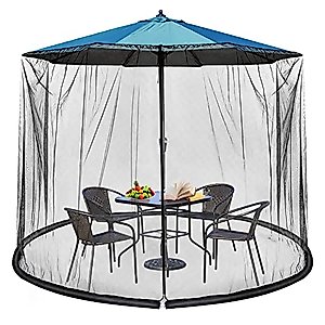 auanvel Patio Umbrella Mesh Screen Outdoor Polyester Mesh Netting Umbrella Hanging Tent with Zipper Door and Adjustable Rope, Fits for 7.5-10 FT Garden Camping Market Table Cantilever Offset Umbrella