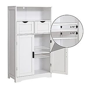 Iwell Wall Bathroom Cabinet with Shelf, Medicine Cabinet with Doors & Bathroom Floor Cabinet with 2 Drawers