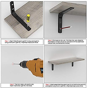 MDLUFFY Farmhouse Floating Shelves Wood Wall Mounted Storage Rack Rustic Shelf Home Office Decoration 16" L x 6" W x 0.6 D Set of 3 (Grey)