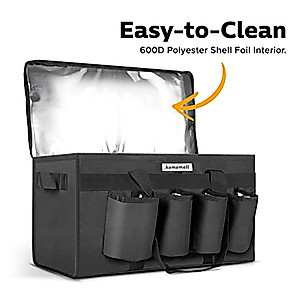 Homemell Large Insulated Bag with Drink Holder Reusable Grocery Bags to Keep Pizza and All Items Hot, Cold and Frozen - Black Collapsible Cooler, Thermal Bag for Travel and Food Transport