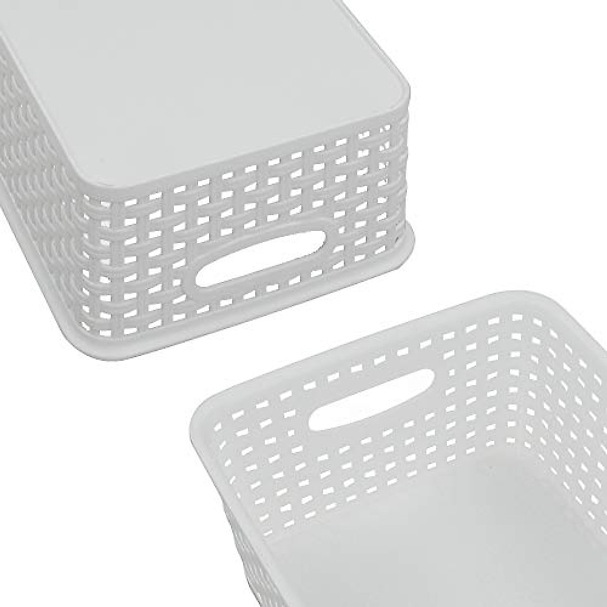 Vababa White Plastic Storage Baskets/Storage Bins, Pack for 6