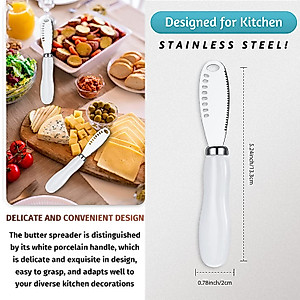 Small Butter Knife for Cold Butter Set of 2 Ceramic Short Butter Spreader Knives & Picks Stainless-Steel Butterknife with Holes for Dessert