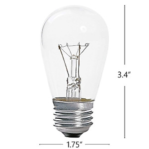 25 Pack 11 Watt S14 Medium Base 130 Volt 2500 Hour Clear Sign or Indicator Lightbulb