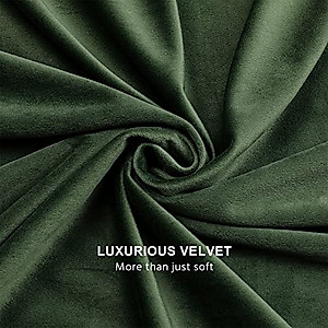 Benedeco Green Velvet Curtains for Bedroom Window, Super Soft Luxury Drapes, Room Darkening Thermal Insulated Rod Pocket Curtain for Living Room, W52 by L84 inches, 2 Panels