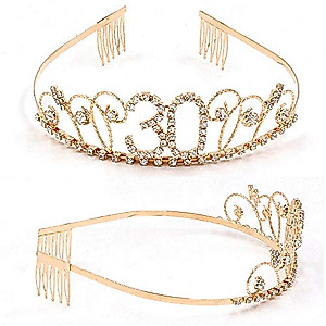 "Dirty Thirty" Sash and Rhinestone Crown Set - 30th Birthday Party Gifts Birthday Sash for Women Birthday Party Supplies