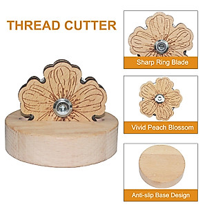 Thread Cutter Flower Thread Cutter Blade for Sewing, Wooden Rotary Thread Cutting Tool Sewing Cutter (Peach Blossom)