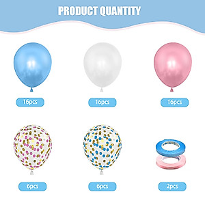 60PCS White Pink and Blue Balloons,Gender Reveal Balloon Pink and Blue Balloon Arch Kit,Suitable for Boy or Girl Gender Reveal Party Birthday Baby Bridal Shower Party Decorations