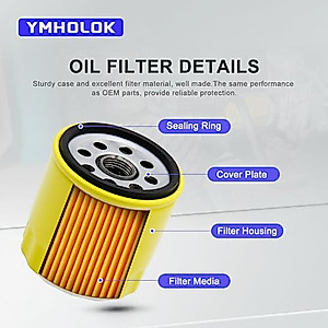 2PC 5205002 Oil Filter Fit for Kohler M18 M20 SV715 SV725 SV735 CV13S CV15S CV22S Engine 52 050 02 5205002S 52 050 02-S1 Oil Filter Lawn Mower/Tractor Extend Life Series Oil Filter