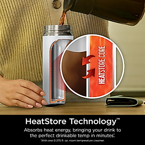 Ninja, Travel Mug, Sip Perfect 16oz, Brings Hot Drinks to Sippable Temperature in Minutes, Stainless Steel, Leak Proof, Dishwasher Safe, Metal Insulated Tumbler, White, DW1603WH