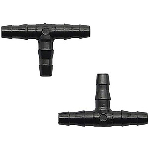 Kalolary 100pcs 1/4" Universal Barbed Tee Fittings, Barbed Connectors Drip Irrigation for 4mm/7mm Water Tube Drip Irrigation Watering System