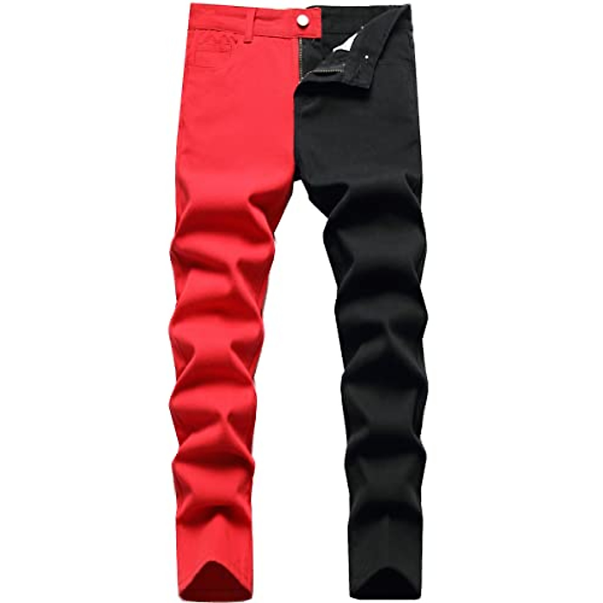 Boy's Regular Fit Patchwork Black&Red Street Style Fashion Casual Jeans Pants for Kids,L0115,8