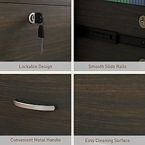 Vinsetto 2-Drawer File Cabinet with Lock and Keys, Vertical Storage Filing Cabinet with Hanging Bar for Letter Size, Home Office, Walnut