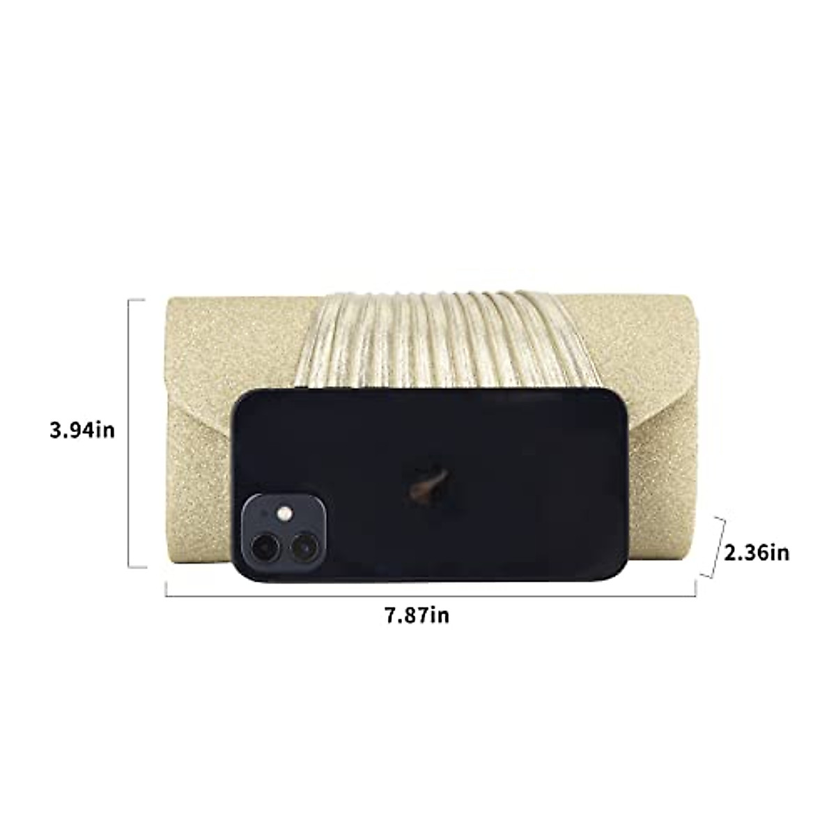 POPIDEO Clutch Purse for Women with Detachable Chain Evening Clutch Bag,Shoulder Bag with Chain Gold