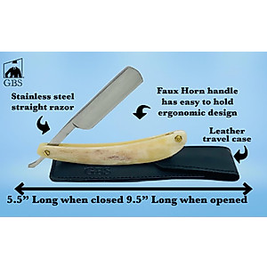 G.B.S Stylish Shaving Set - Shave Ready Straight Razor, Honing Sharpening Strop, Straight Razor Leather Case, Ceramic Mug Brush with Stand, Alum, Shaving Soap & Strop Paste, Ivory