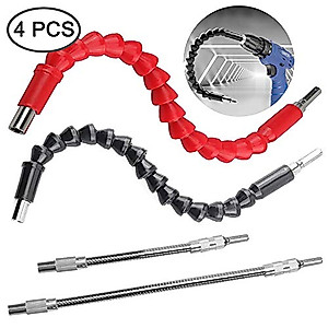 4 Pcs Flexible Drill Bit Extension, FineGood Soft Drill Connection Adaptor Screwdriver Extension Shaft for Power Drill