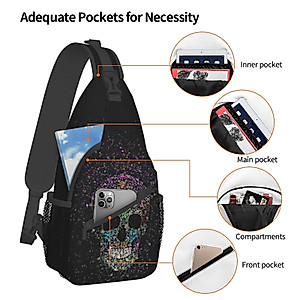 FBCAL Skull And Rose Chest Bags Crossbody Sling Backpack Travel Hiking Daypack for Women Men Shoulder Bag