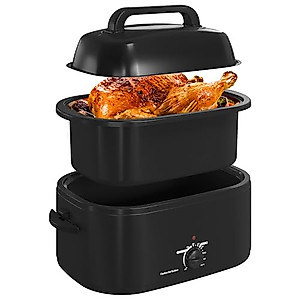 RoyalCraft 26-Quart Electric Roaster Oven - Perfect for Large Meals and Holiday Feasts, Black