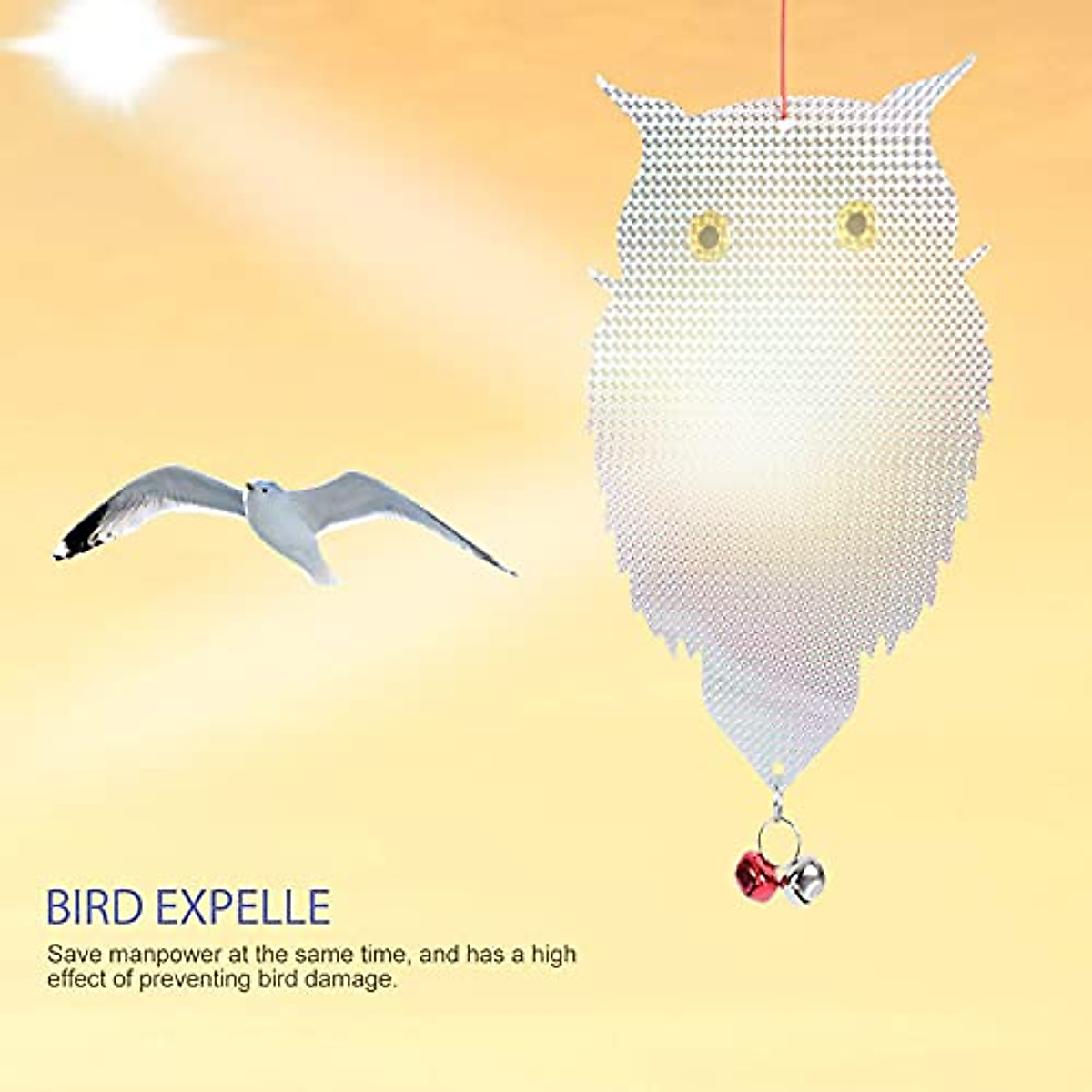 Yardwe 2PCS Plastic Owls Hanging Owl Deterrent Bird Device Garden Hanging Owl Decor for Woodpecker Garden Yard Courtyard