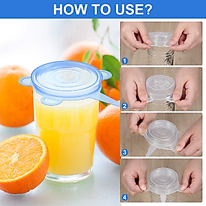 24 Pieces Silicone Stretch Can Lids Reusable Expandable Jar Lid Soda Beer Cans Round Elastic Container Lids Food Storage Covers for Mug Cup Small Bowl Fruits Vegetables Storage