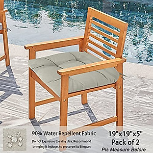 FUNHOME All Weather Patio Furniture Tufted Seat Cushion with Tie,19" x 19",Pack of 2,Waterproof Patio Chair Pads for Garden Patio Outdoor Decor-Light Brown