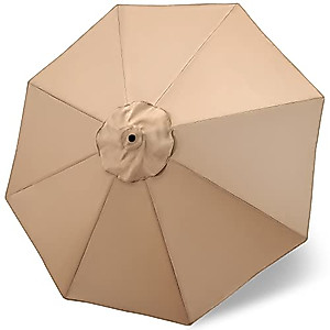 MASTERCANOPY Patio Umbrella 10 ft Replacement Canopy for 8 Ribs-Beige