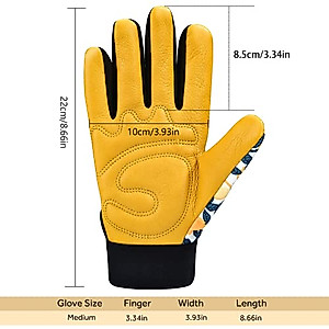 OIZEN Leather Tough Cowhide Work Gardening Gloves for Women Thorn Proof, Working Gloves, Gardening Gifts for Women